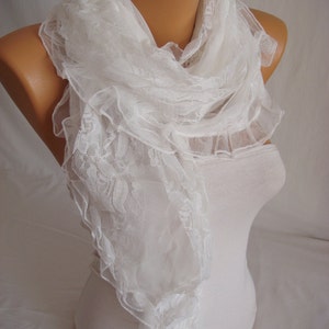 White Triangle Tulle, Lace Accessory Woman Scarf ESCHERPE - Etsy