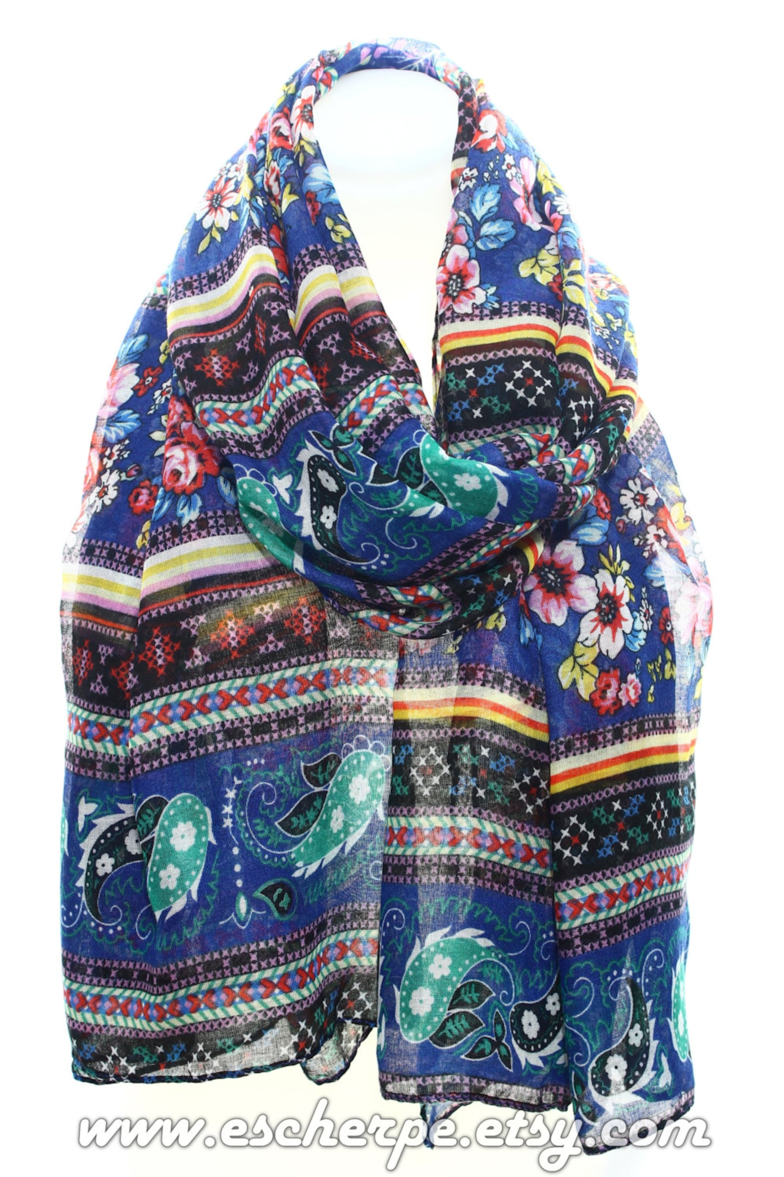 Floral Print Paisley Print Boho Scarf Heart Scarf Love Scarf Infinity ...
