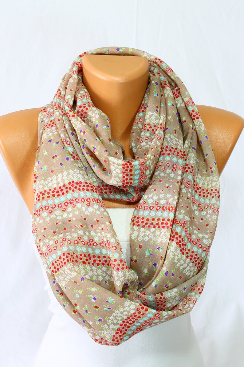 Silky Chiffon Scarf Beige Scarf Daisy Print Floral Scarf so - Etsy