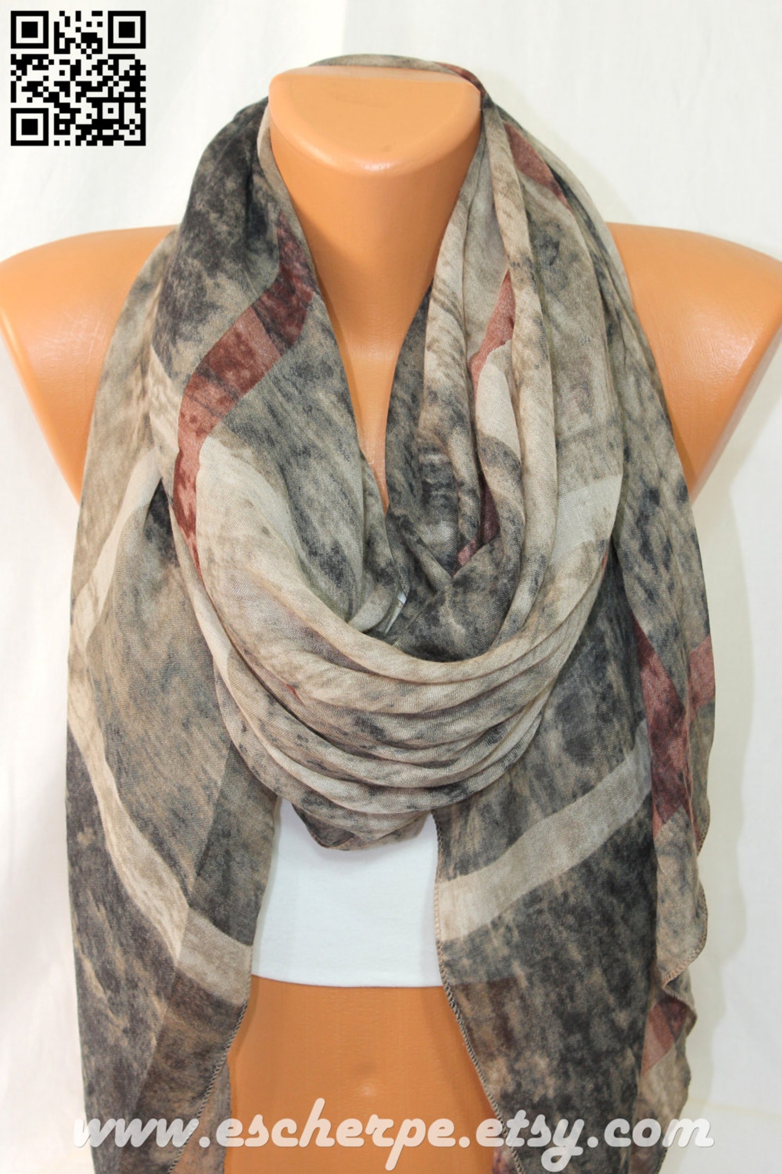 Vintage Look Scarf in Earth Colors Women Men Fashion Accessories ...