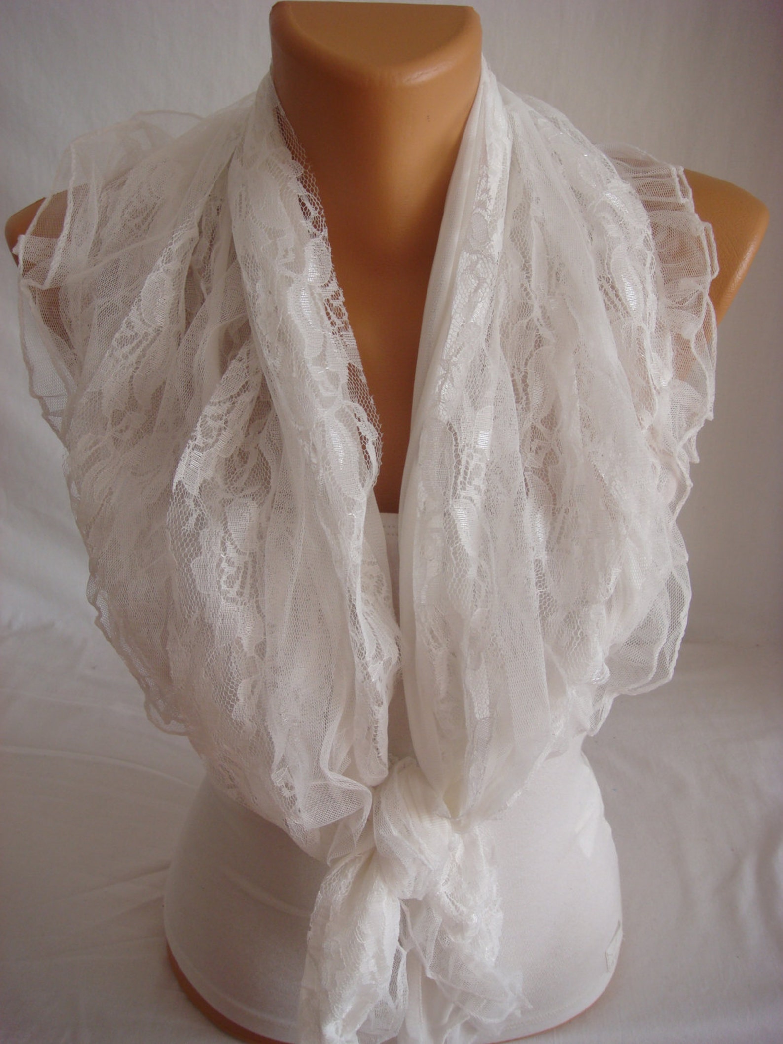 White Triangle Tulle Lace Accessory Woman Scarf ESCHERPE - Etsy
