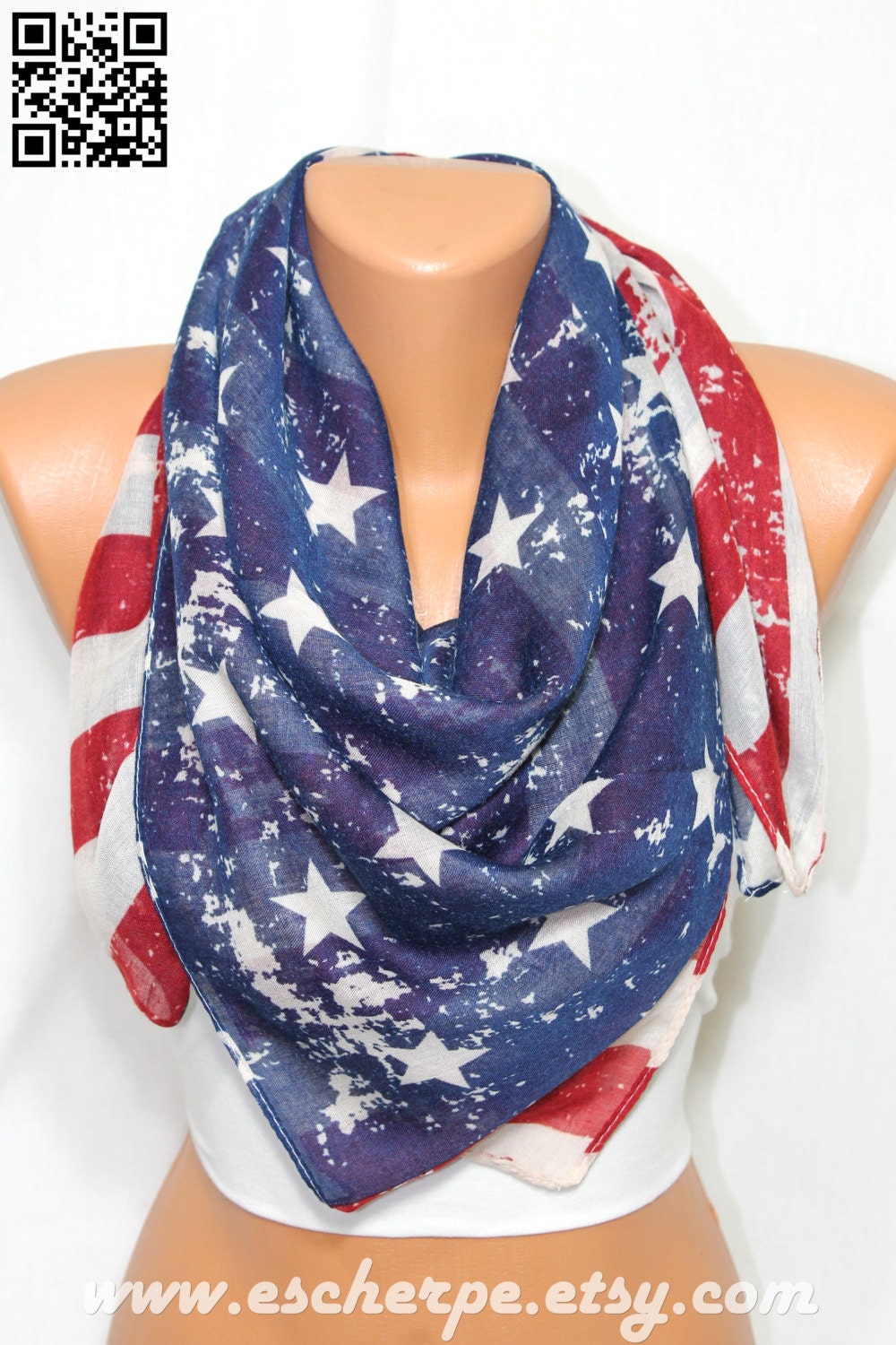 Vintage Inspired US Flag American Flag Scarf Patriotic Scarf ...