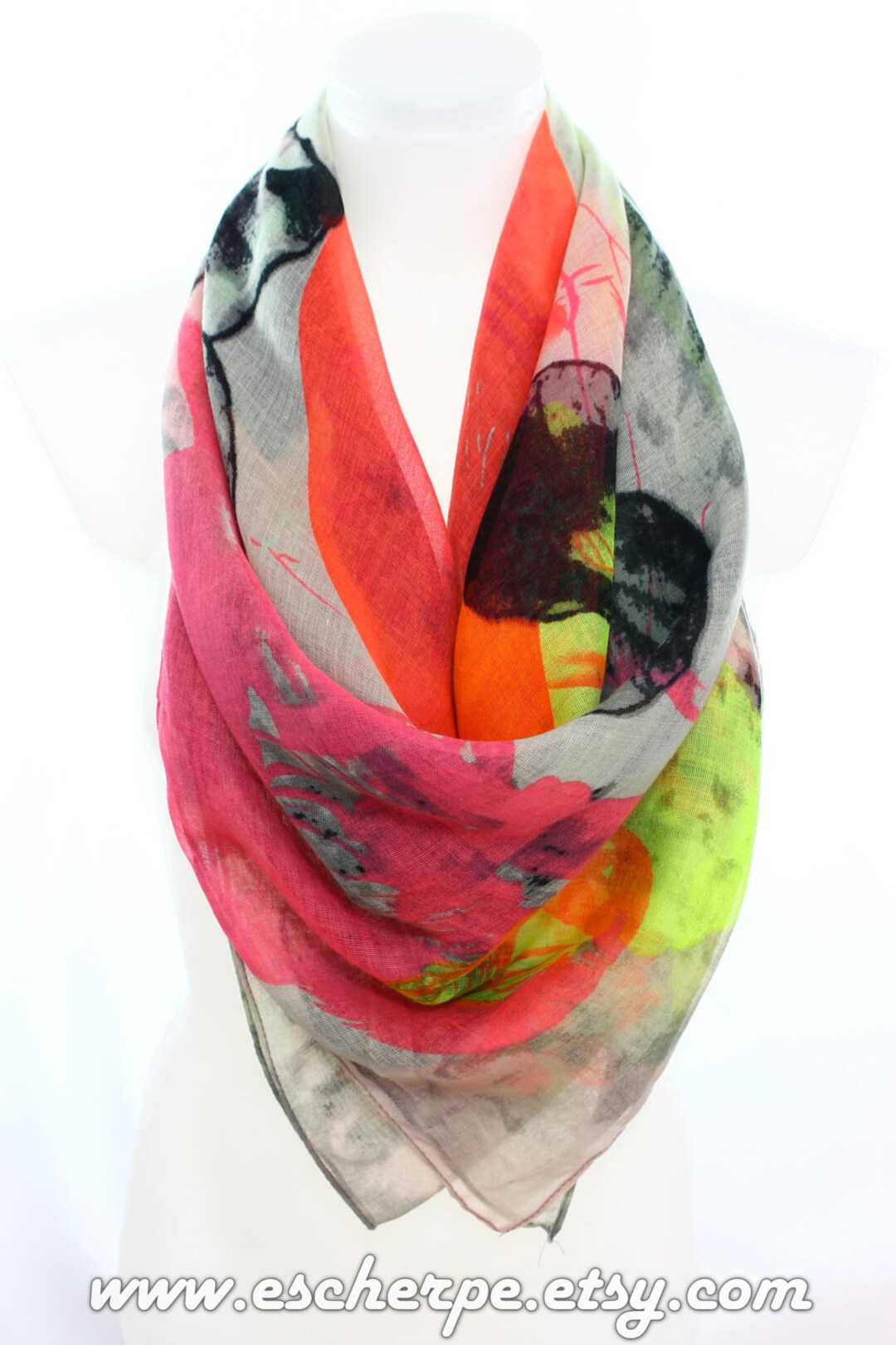 Parrot Print Neon Scarf Infinity Scarf Winter Accessories Holiday Gifts ...