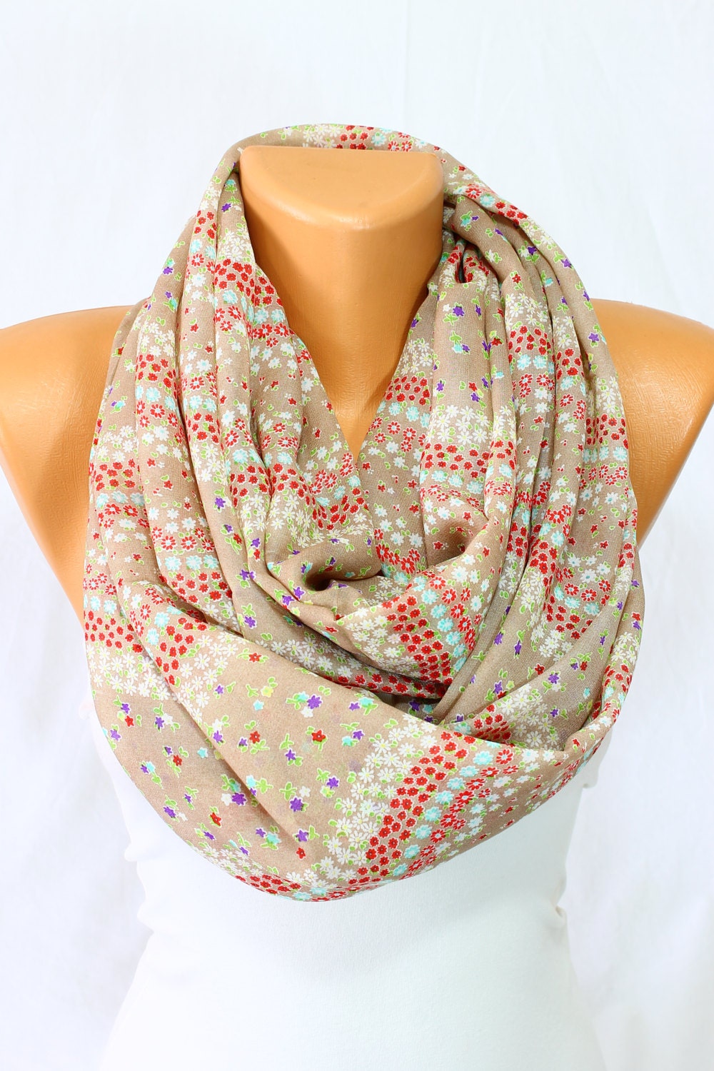 Silky Chiffon Scarf Beige Scarf Daisy Print Floral Scarf so - Etsy