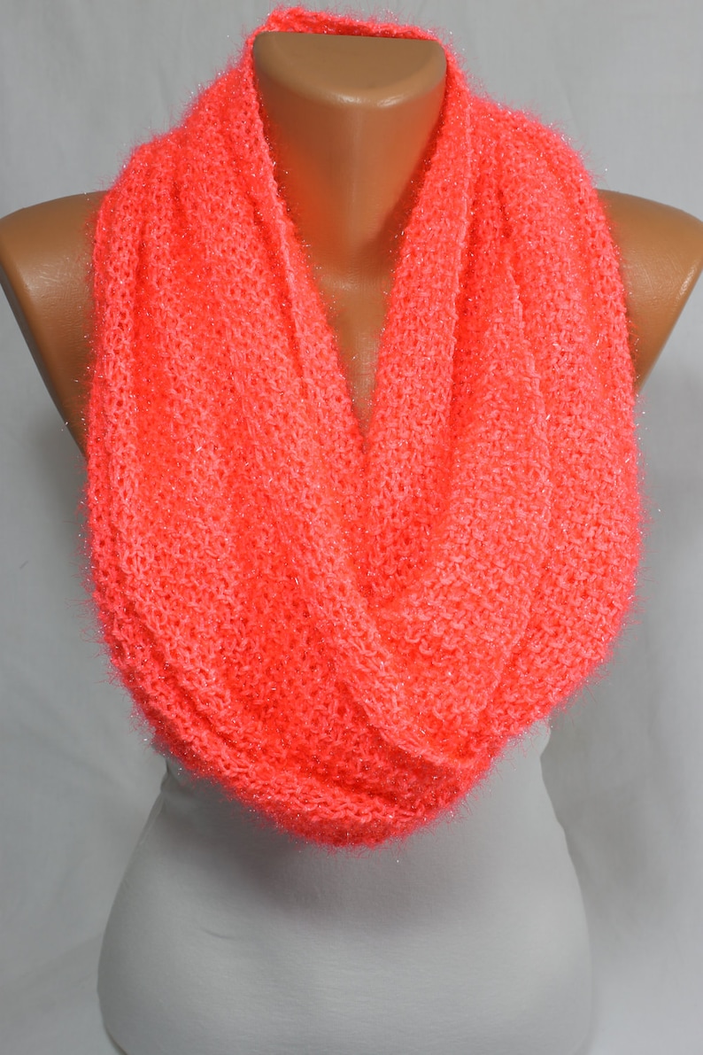 Neon Pink Scarf Infinity Scarf Knit Scarf Pink Sugar Scarf - Etsy