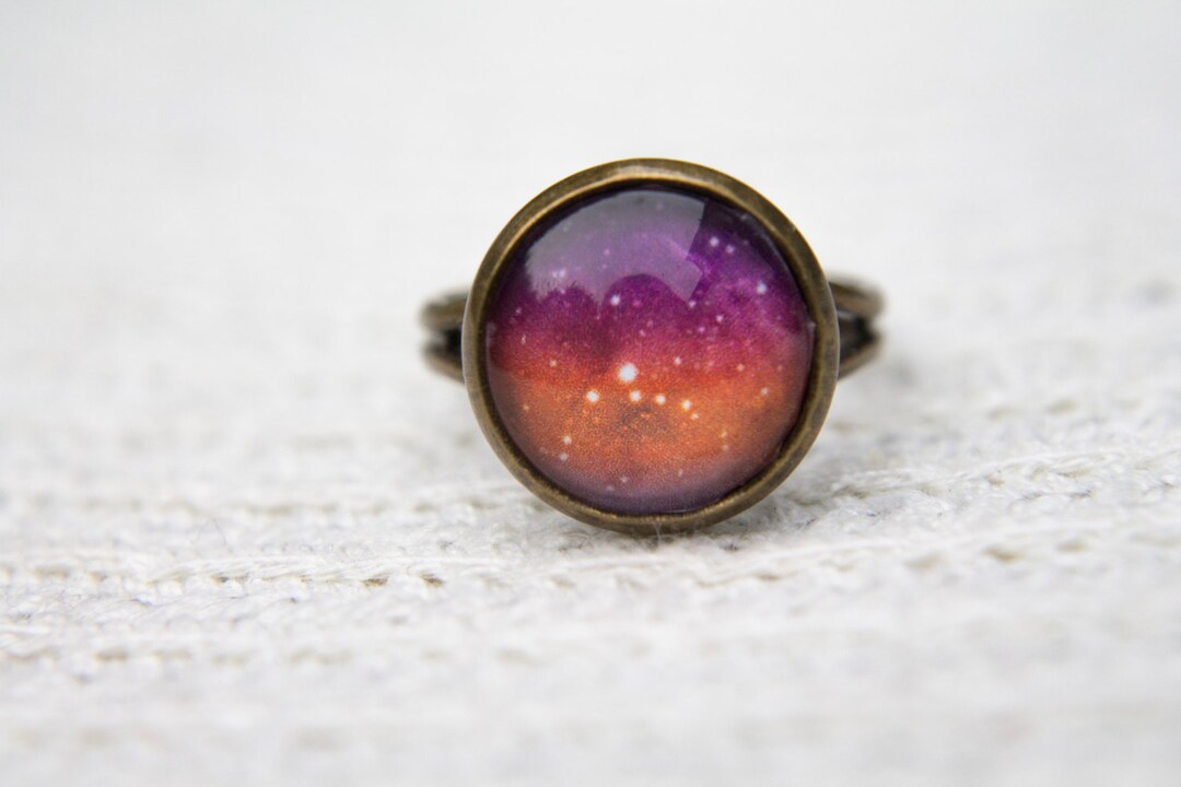 Orange and Purple Galaxy Space Adjustable Ring - Etsy
