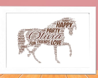 Personalised Horse Word Art Print - Etsy UK