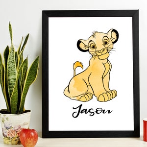 Personalized Name Simba Print - Lion Name Canvas Print- Wall Print ...