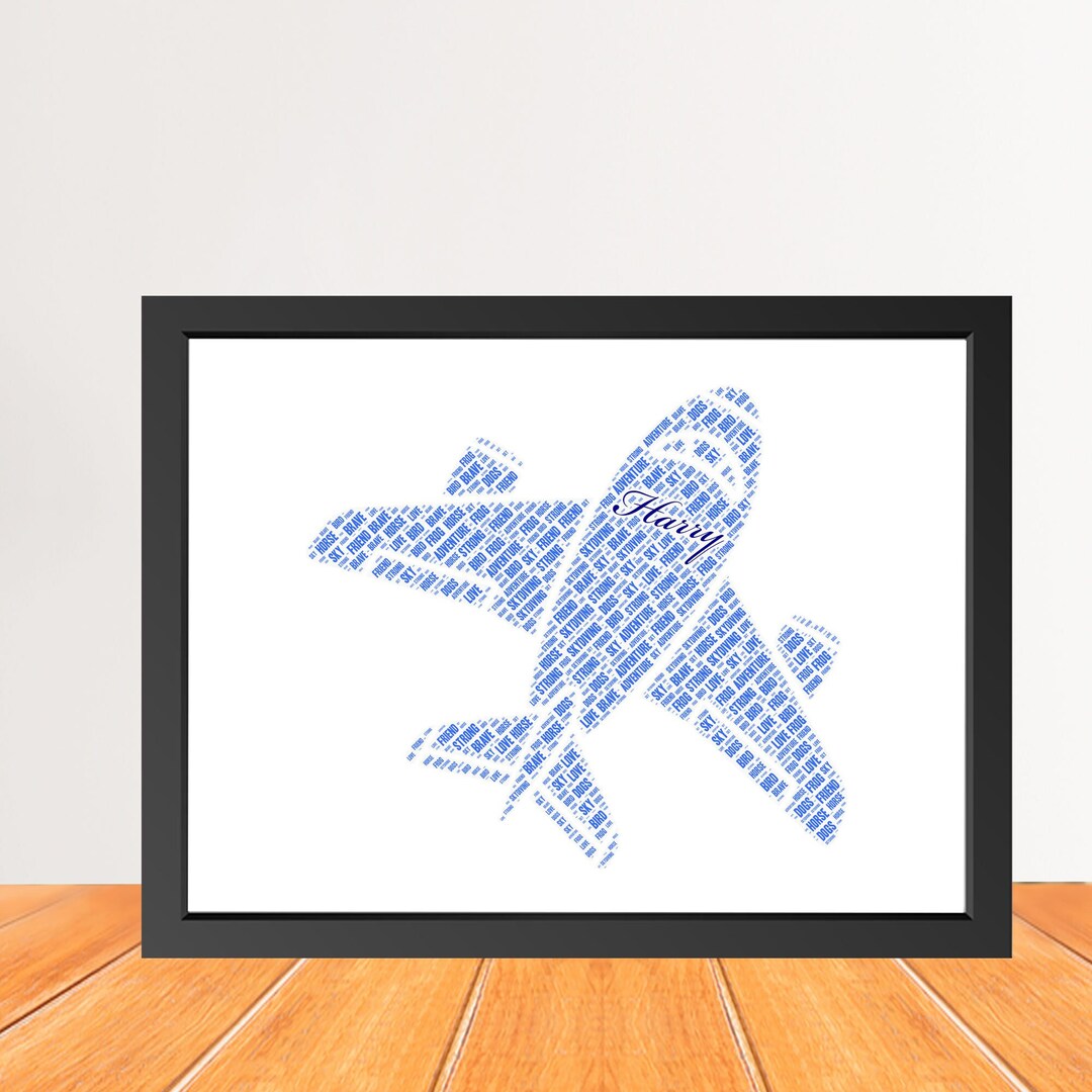 Personalised Aeroplane Word Art - Custom Plane Typography, Pilot ...