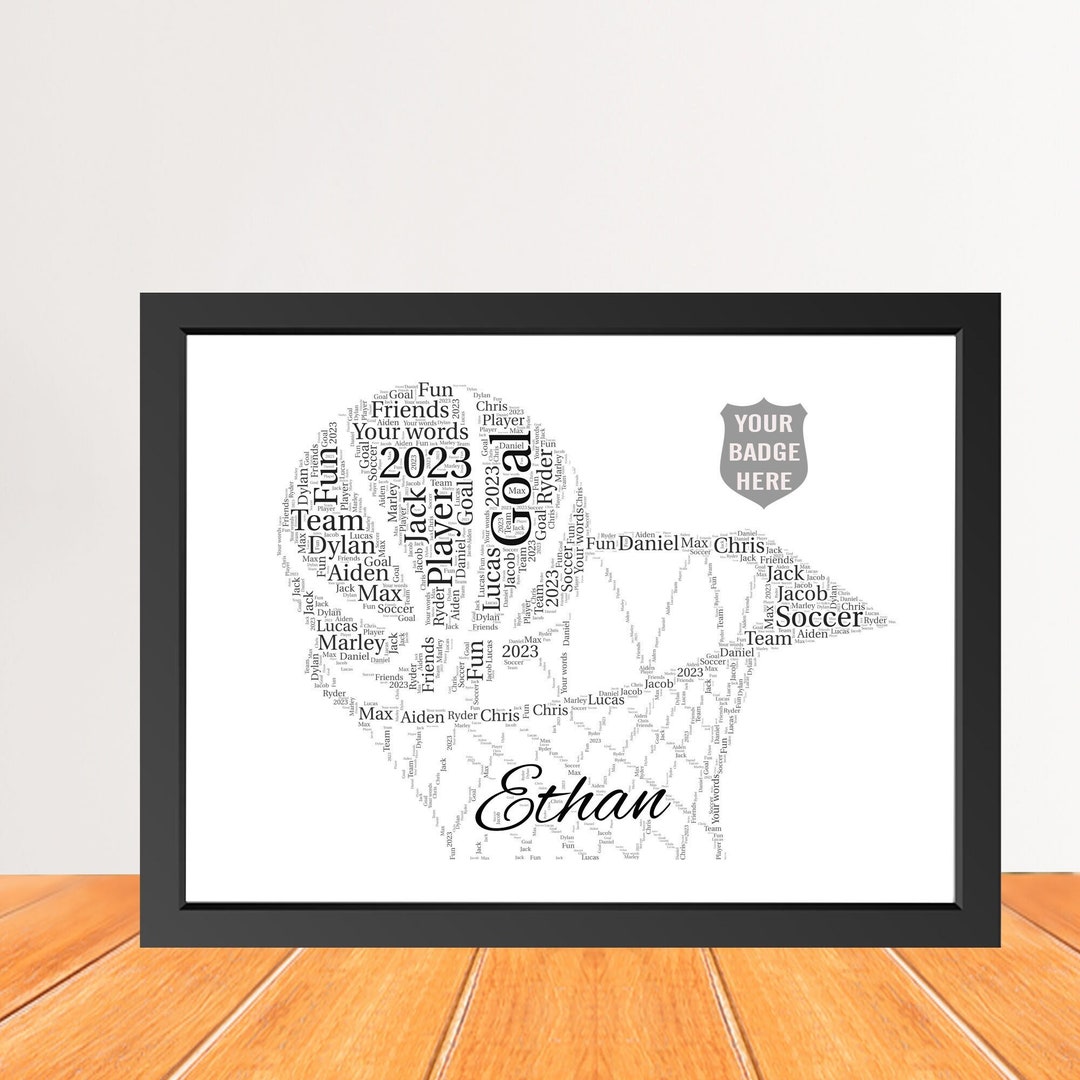 Personalized Netball Team Badges Word Art Print, Custom Netball Badges ...