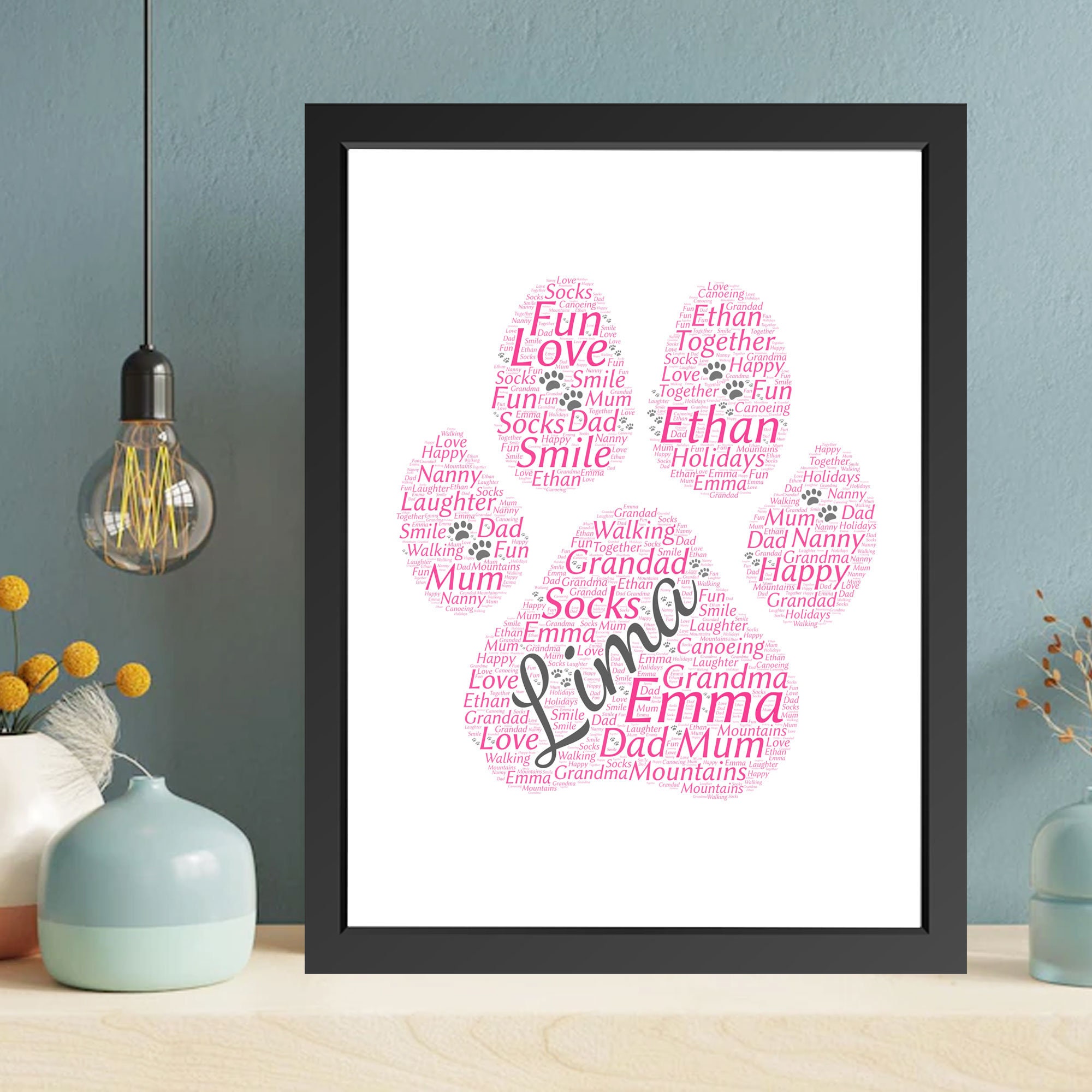 Pet Paw Print Word Art Downloadable, Paw Words Collage, New Puppy Gift ...