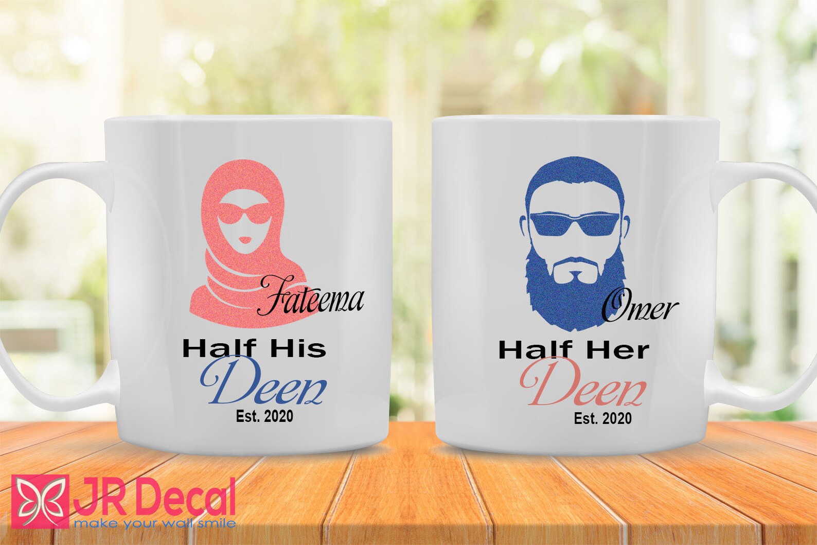 Personalised Name Half Her Deen and Half His Deen Mug Set for Islamic ...