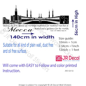 Mecca City Skyline Islamic Quotes Wall Art Decals Kaaba Mosque Shape ...