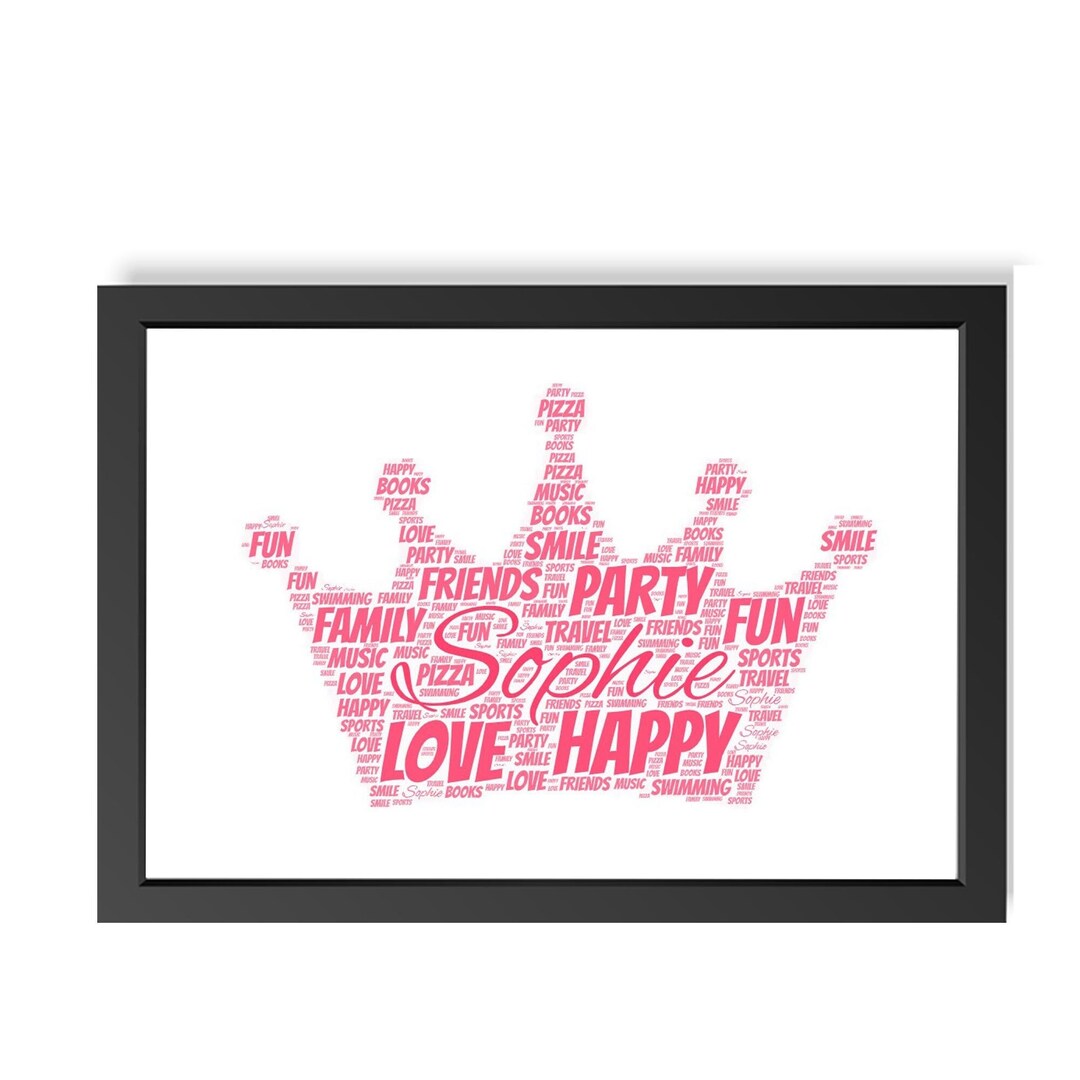 Personalized Crown Word Art Print - Custom Name Crown Word Cloud - Wall ...
