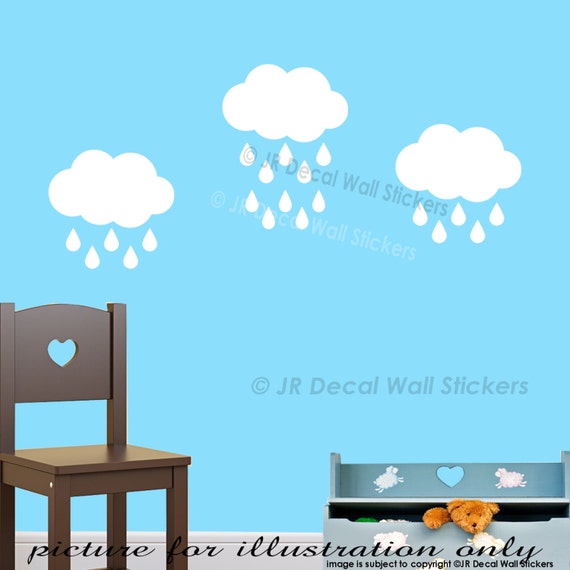 Set of 30 Rain Drop Wall Decal Cloud Decal Art Vinyl Art Kids | Etsy