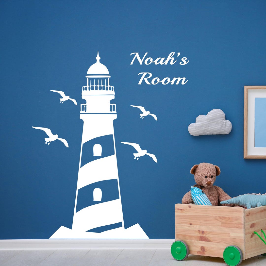 Personalized Lighthouse Wall Sticker – Custom Name Vinyl Decal for ...