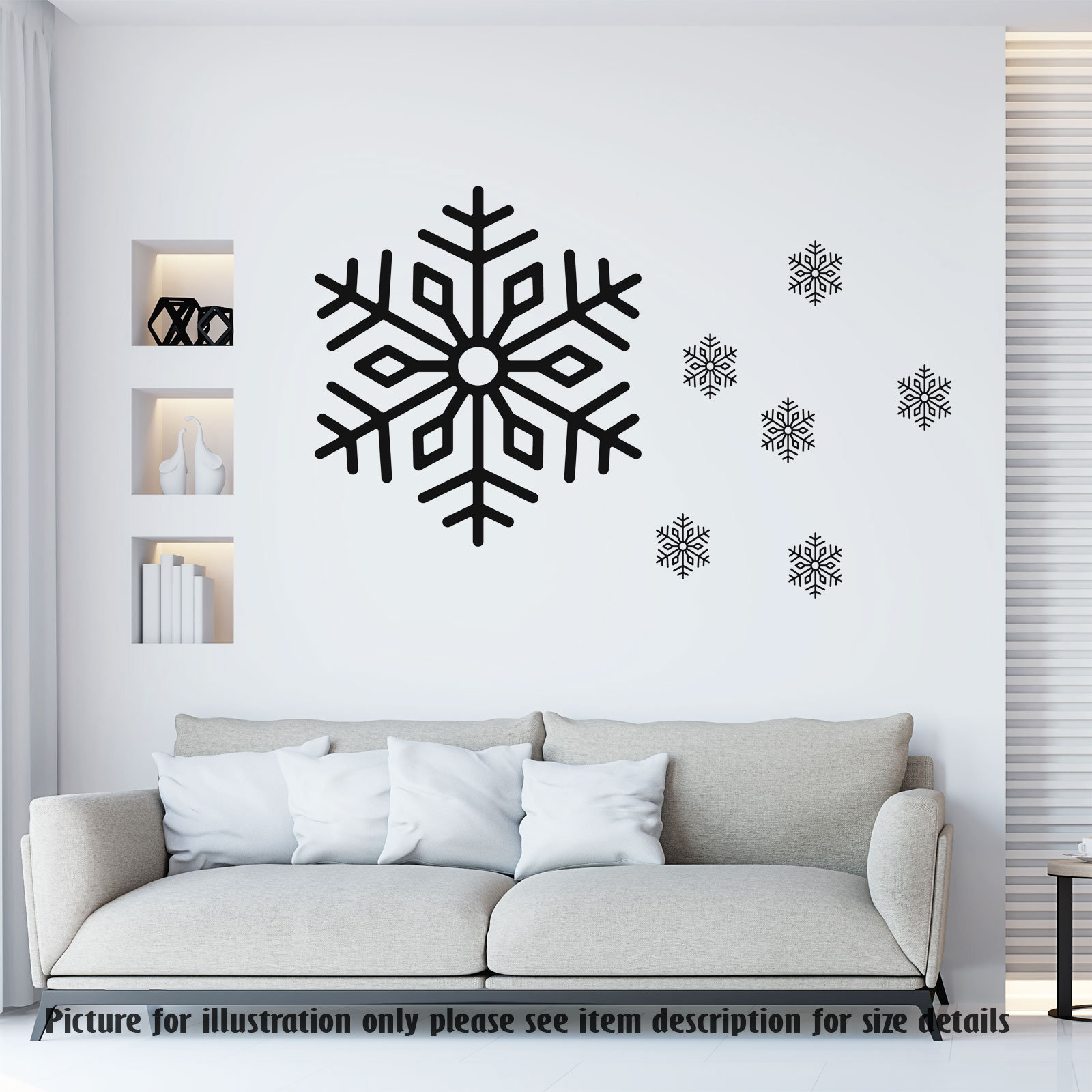 Snowflakes Wall Stickers, Removable Christmas Window Display Decals ...