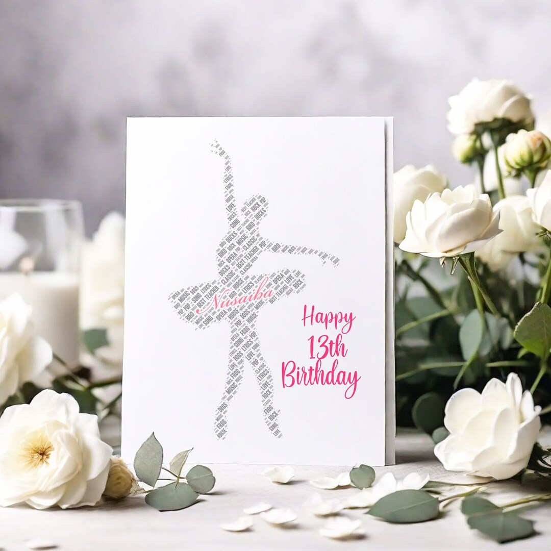 Personalized Happy Birthday Number Card, Female Ballet Dancing Figure ...
