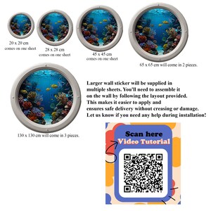 Coral Reef Porthole Wall Stickers Vinyl Adhesive Under the Sea Ocean 3D ...