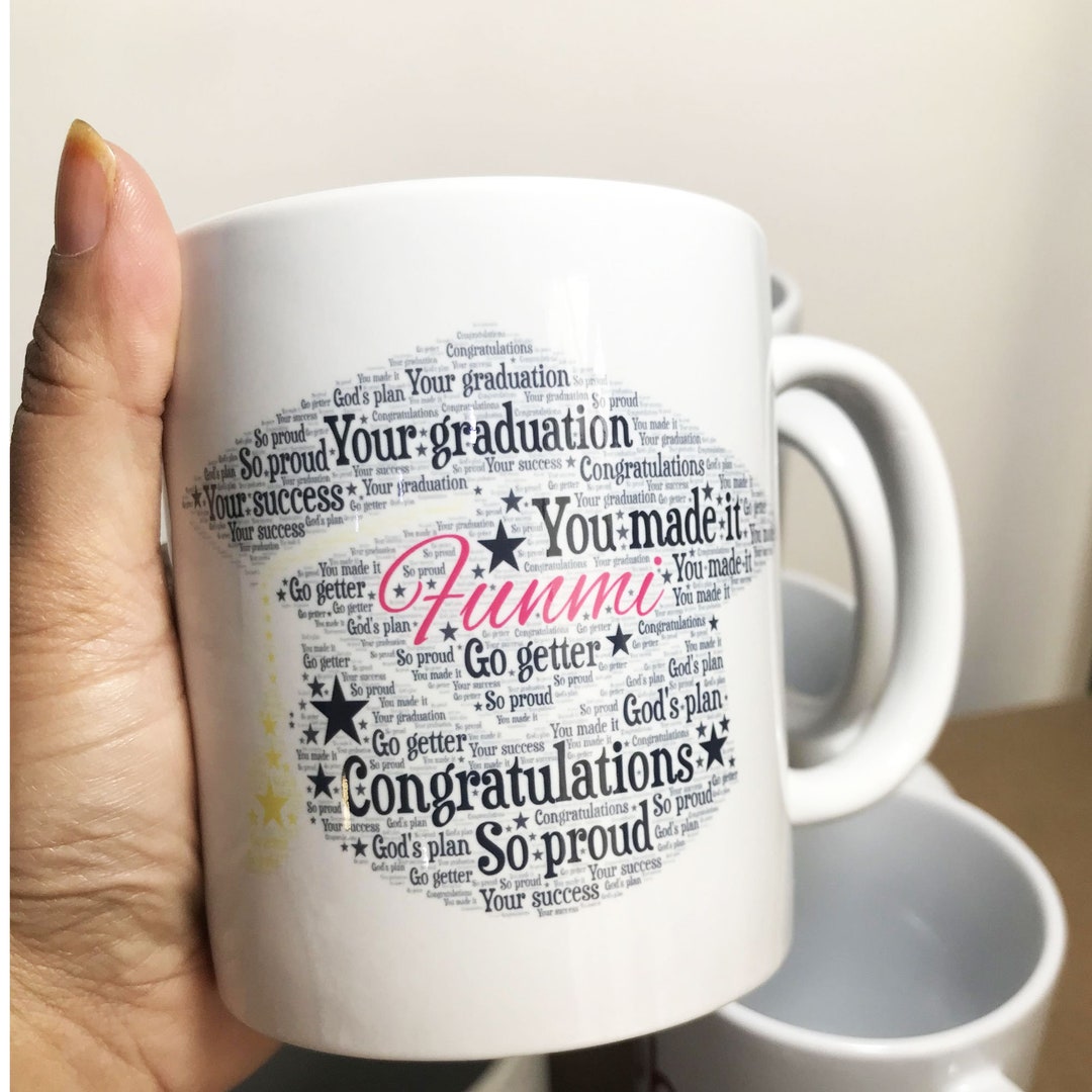 Personalised Graduation Gift Mugs - Graduated Word Art Printed Mug ...