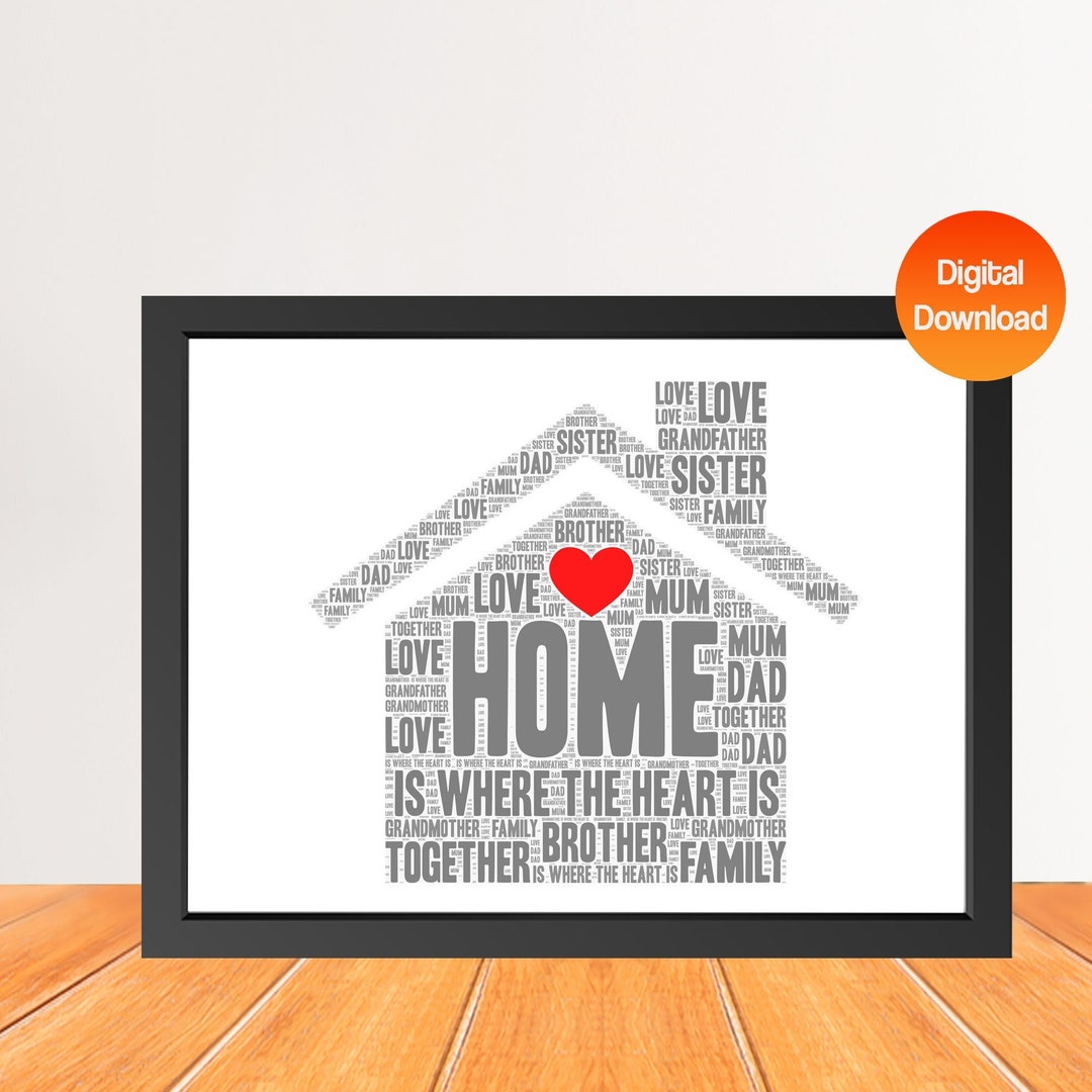 Personalized Home Word Art Print Downloadable, Custom Name House Word ...