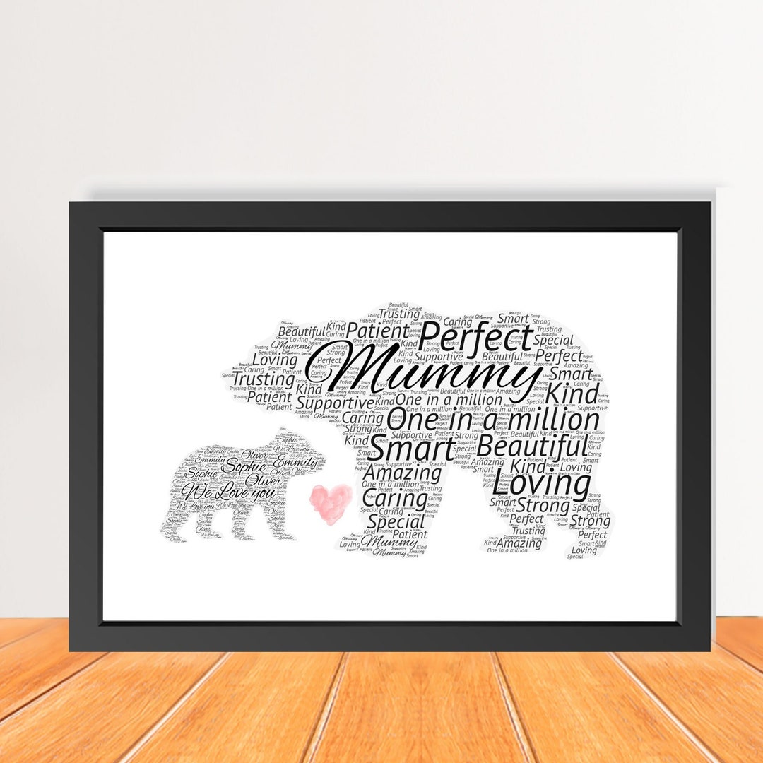 Personalized Mother's Day Word Art Print, Custom Word Cloud Mama Bear ...