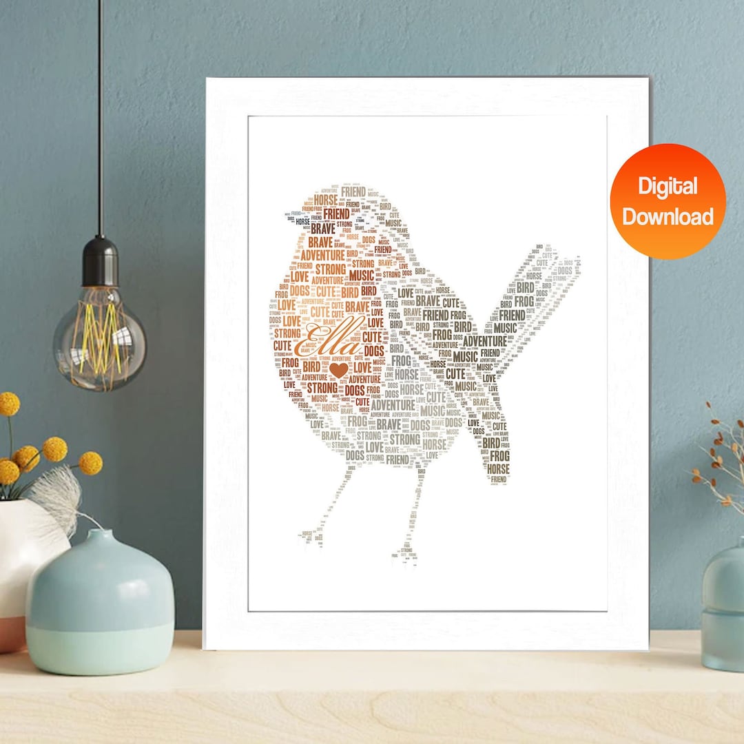 Personalized Robin Bird Word Art Print, Robin Bird Word Cloud Print ...