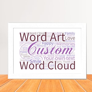 Personalised Word Art Print Portrait or Landscape Design Word Art Gift ...