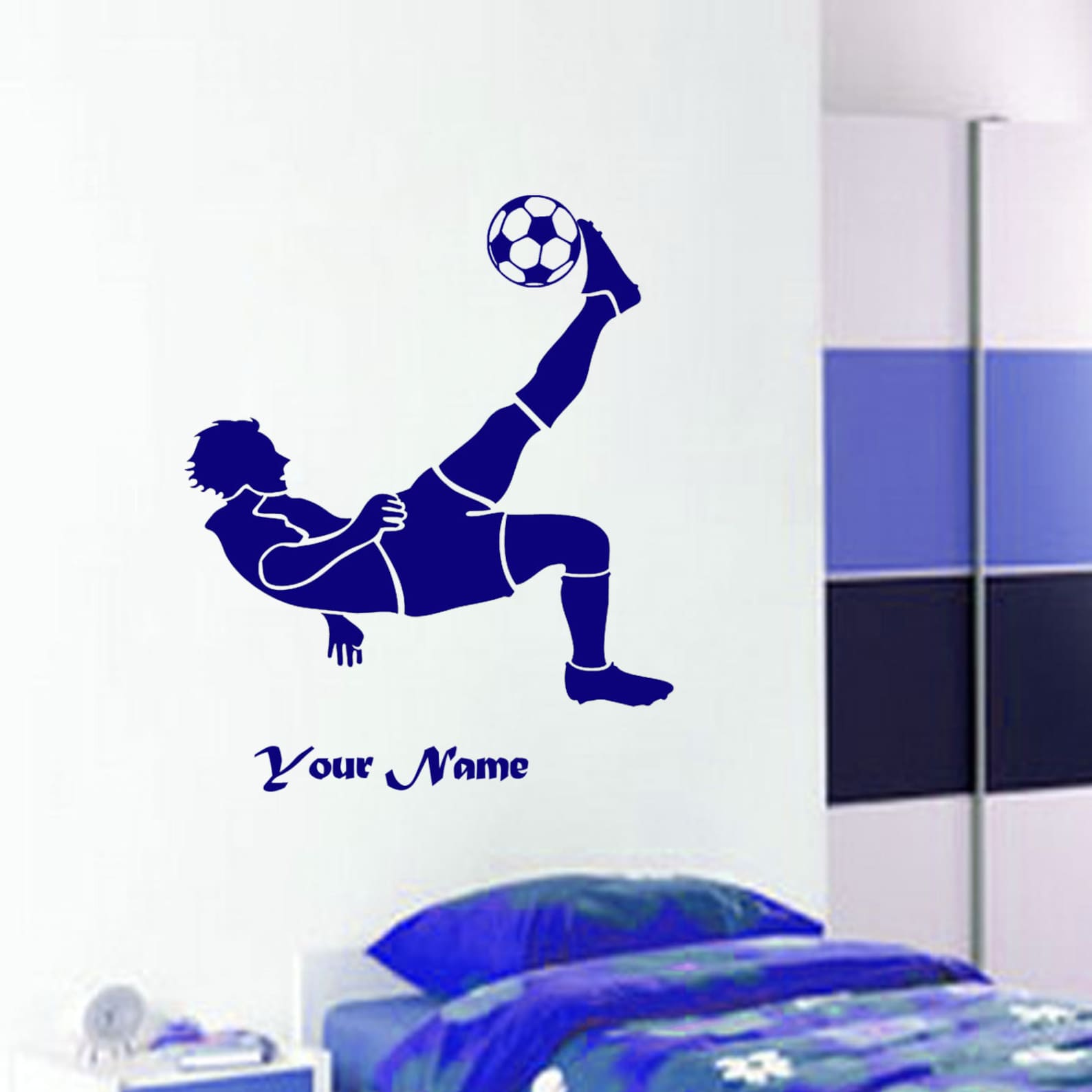 FOOTBALL Soccer Player Action With Custom Name Wall Art | Etsy