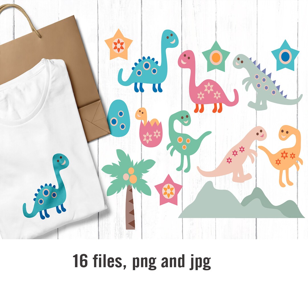 16 Cute Dinos Clipart, Scrapbook Printable Dinosaur Clip Art Commercial ...