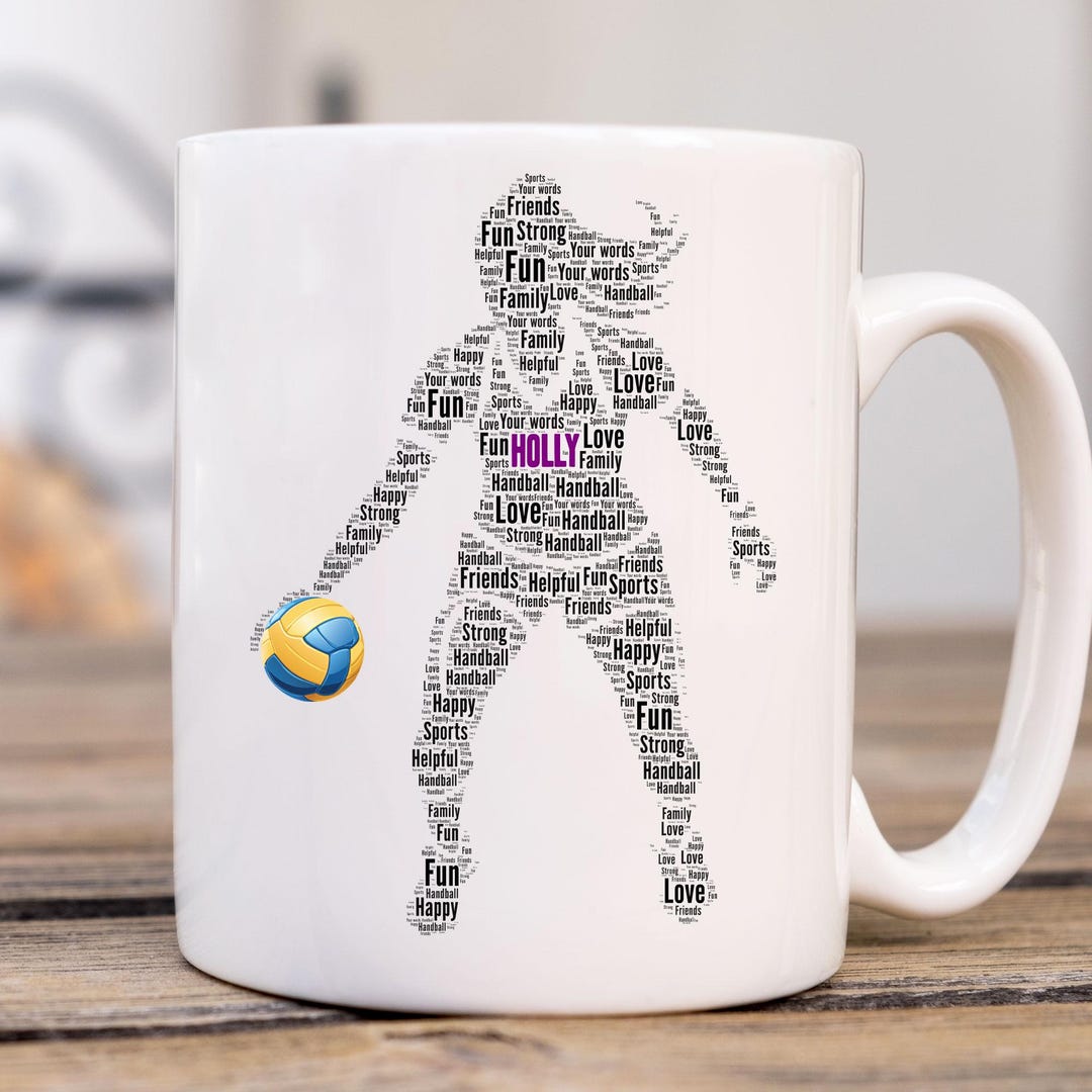 Personalized Female Handball Word Art Print Mug, Custom Handball Player ...