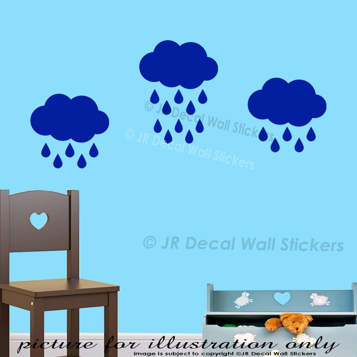 Set of 30 Rain Drop Wall Decal Cloud Decal Art Vinyl Art Kids | Etsy