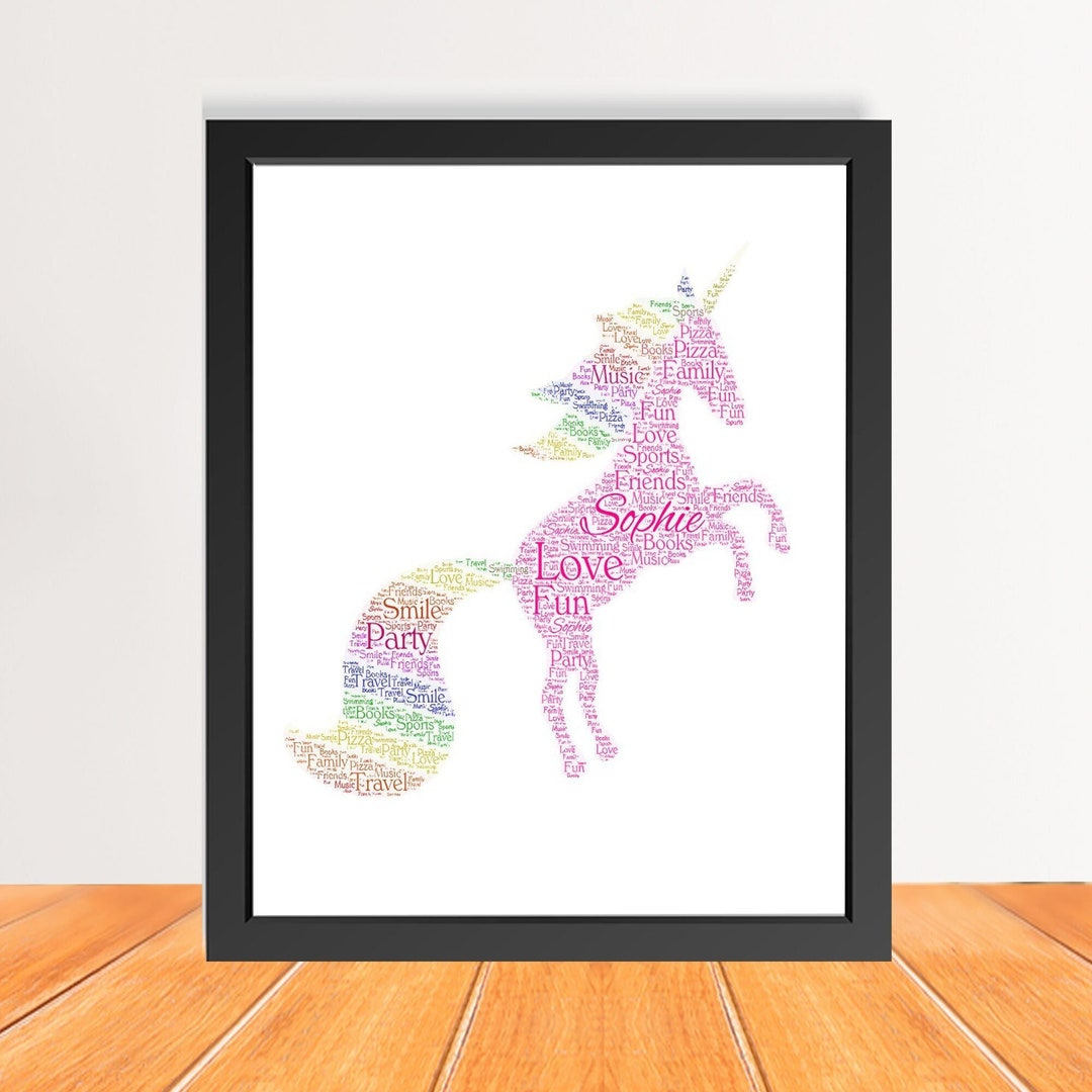 Personalized Rainbow Unicorn Word Art Print Personalised PRINTABLE ...
