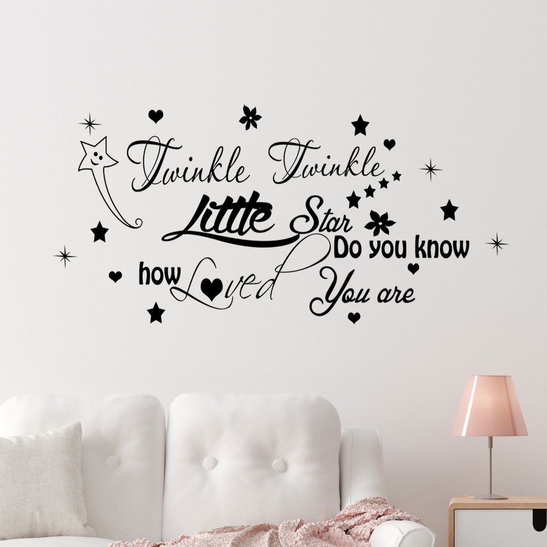 Twinkle Twinkle Little Star Nursery Wall Decal, Custom Name Initial ...