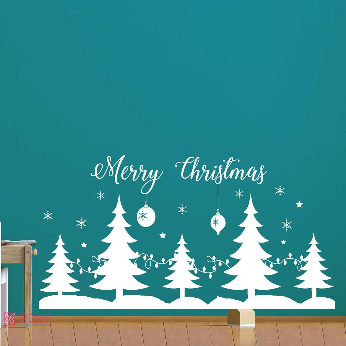 Merry Christmas Tree Wall Sticker Christmas Tree Snowflake - Etsy
