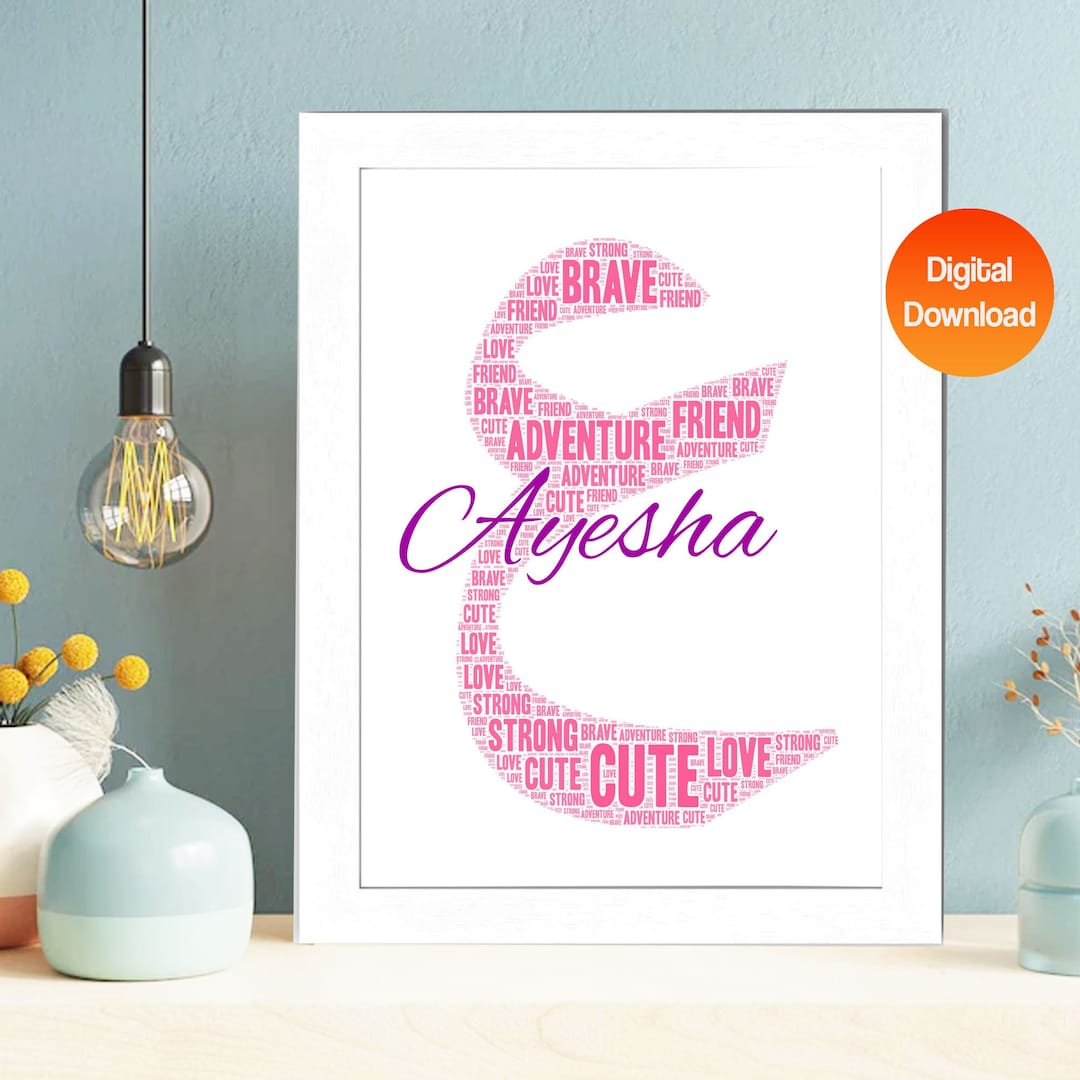 Personalized Arabic Name Initial Word Art Print, Arabic Initial Word ...