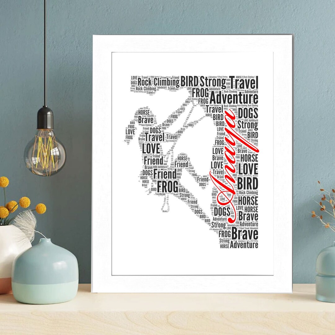 Personalized Name Female Rock Climbing Word Art Print, Rock Climbing ...