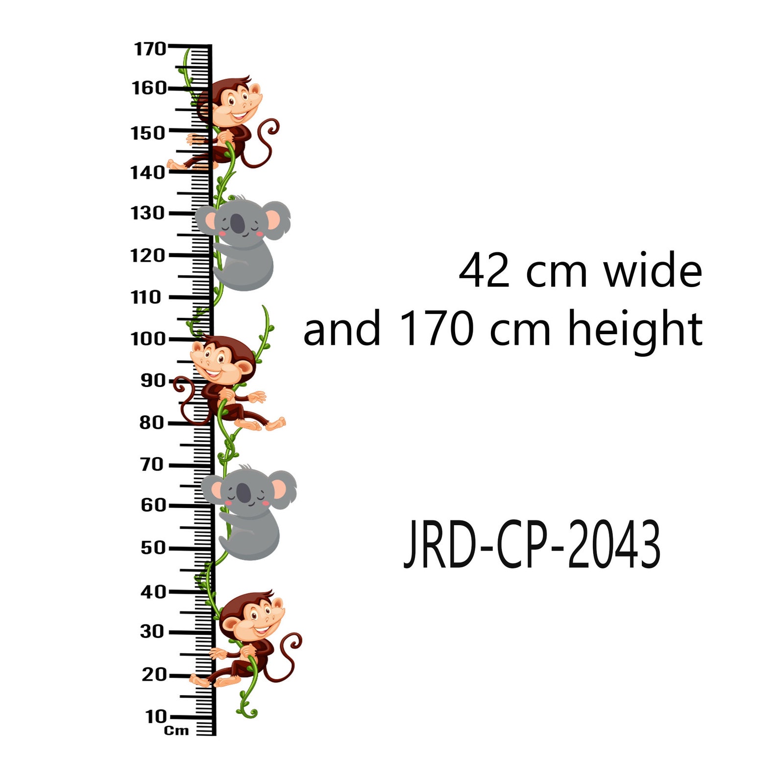 Monkey Height Chart for Kids Wall Sticker Koala Bear Monkey | Etsy