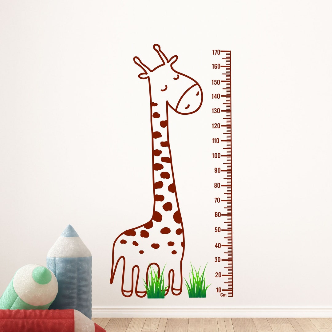 Giraffe Height Chart for Kids Wall Sticker Jungle Animal Height Chart ...