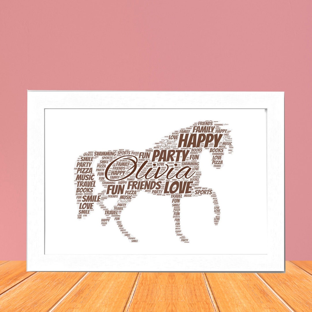 Personalized Horse Print - Equestrian Word Wall Art - Pony Rider Word ...