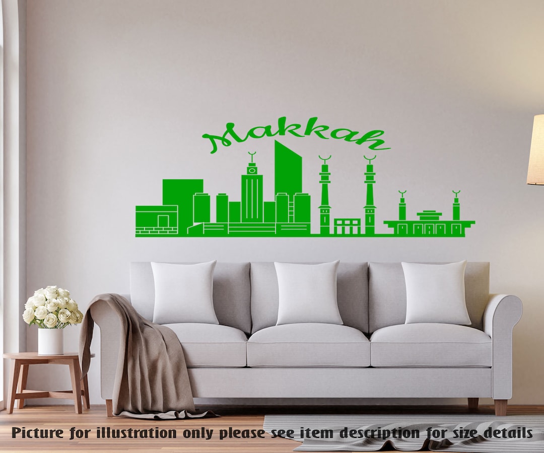 Makkah City Skyline Islamic Wall Art Sticker Muslim Home Decor Vinyl ...