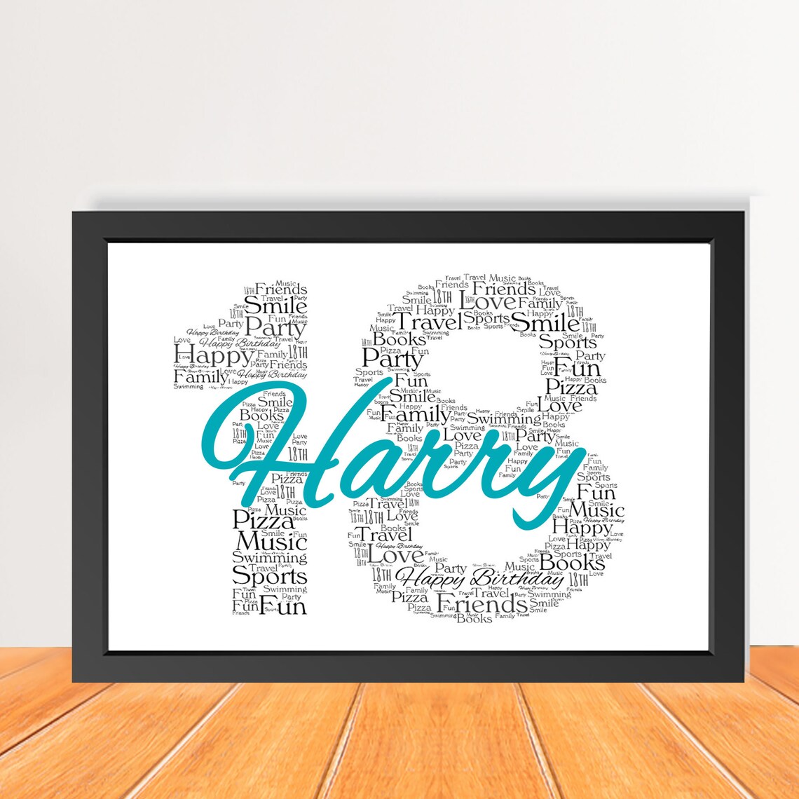 Personalised 18th Birthday Word Art, Custom Number Print, Birth Day ...
