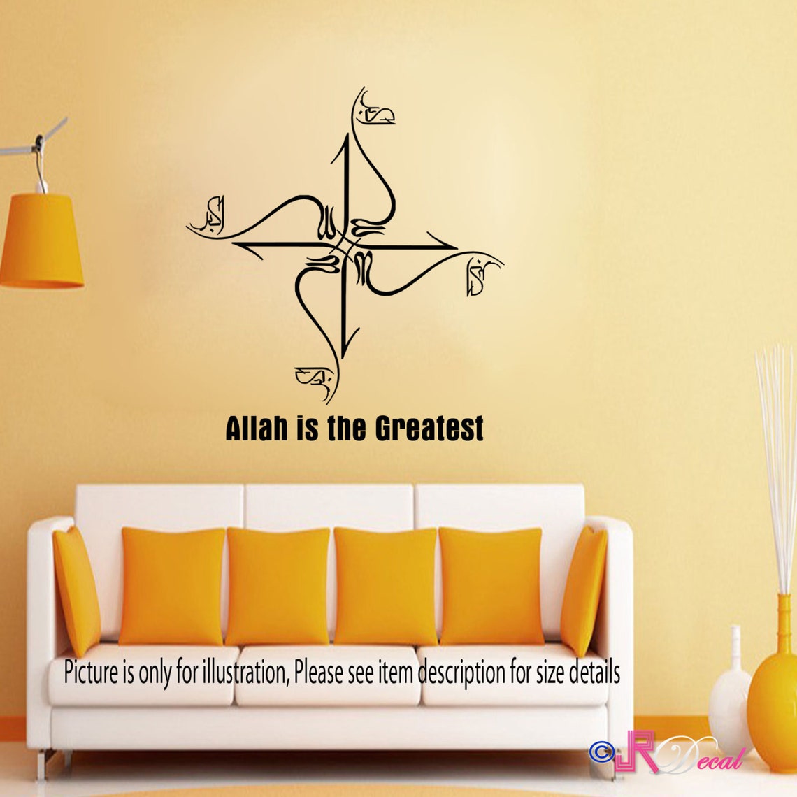 ALLAH AKBAR Islamic Wall Art Stickers Arabic Calligraphy - Etsy