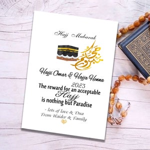 Personalized Hajj Gift, Hajj Mubarak Cards, Personalised Hajj Mubarak ...