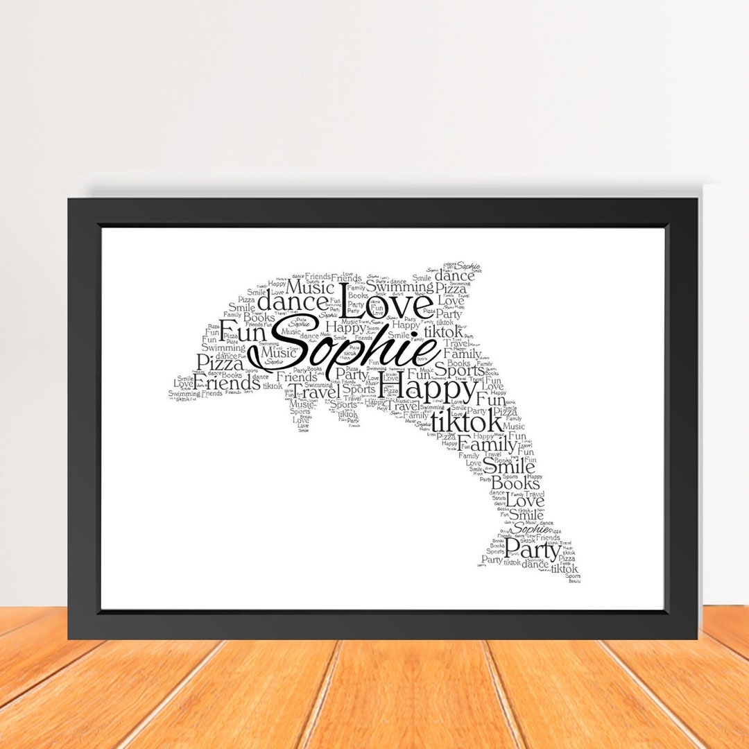 Personalized Dolphin Word Art Print - Personalised PRINTABLE Dolphin ...