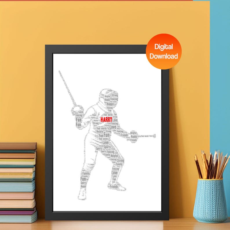 Personalised Fencing Word Cloud, Fencing Word Cloud Digital ...