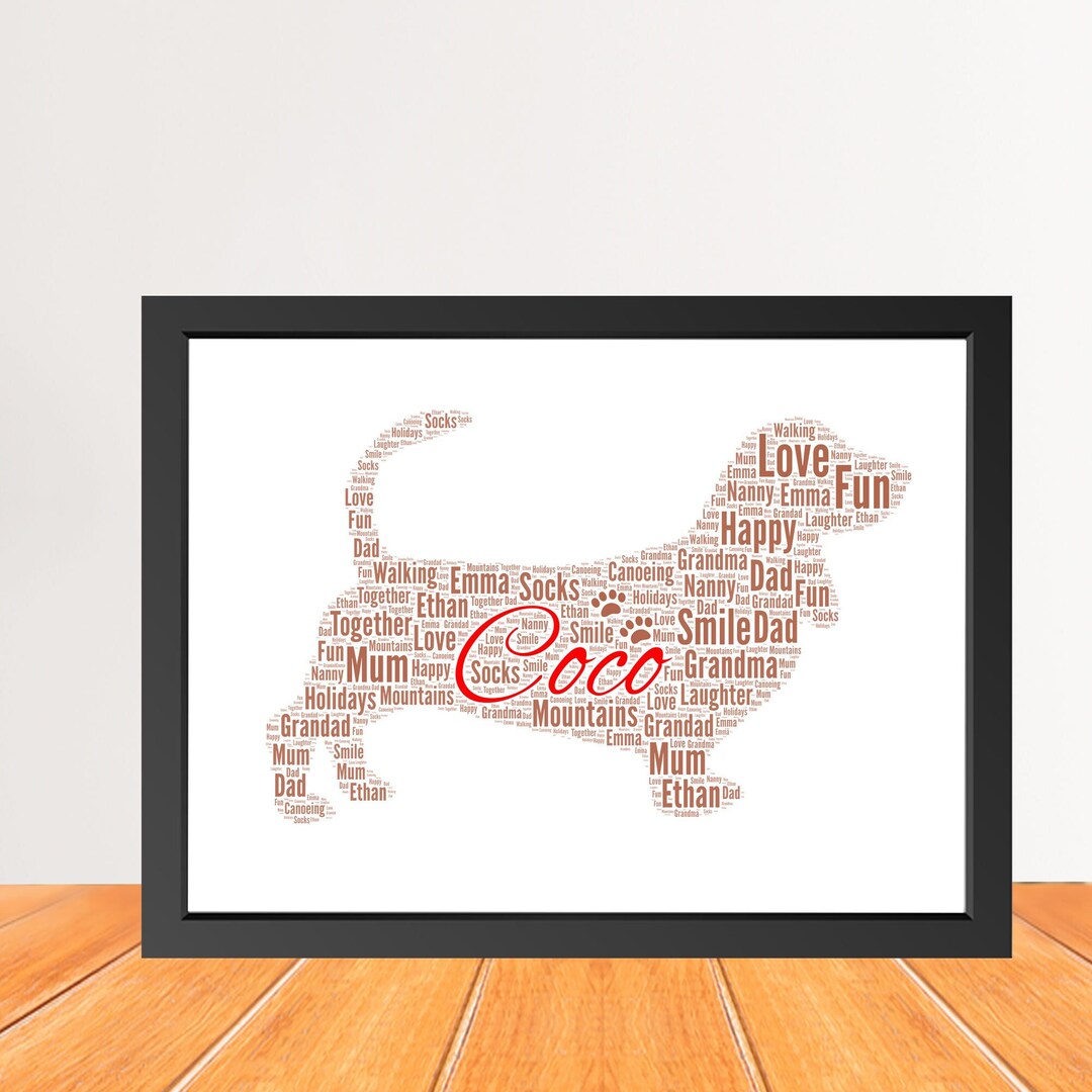 Personalized Basset Hound Word Art Print, Dog Words Collage Print ...