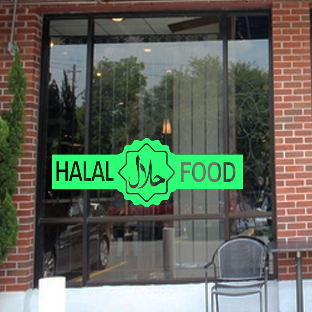 Halal Sign, Halal Islamic Wall Stickers Shop Window, Shop Sign Decals ...