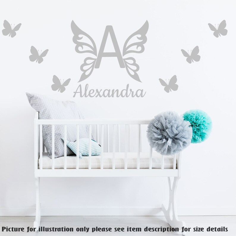 Butterfly Monogram Vinyl Wall Decal, Personalized Name, Nursery Decor ...