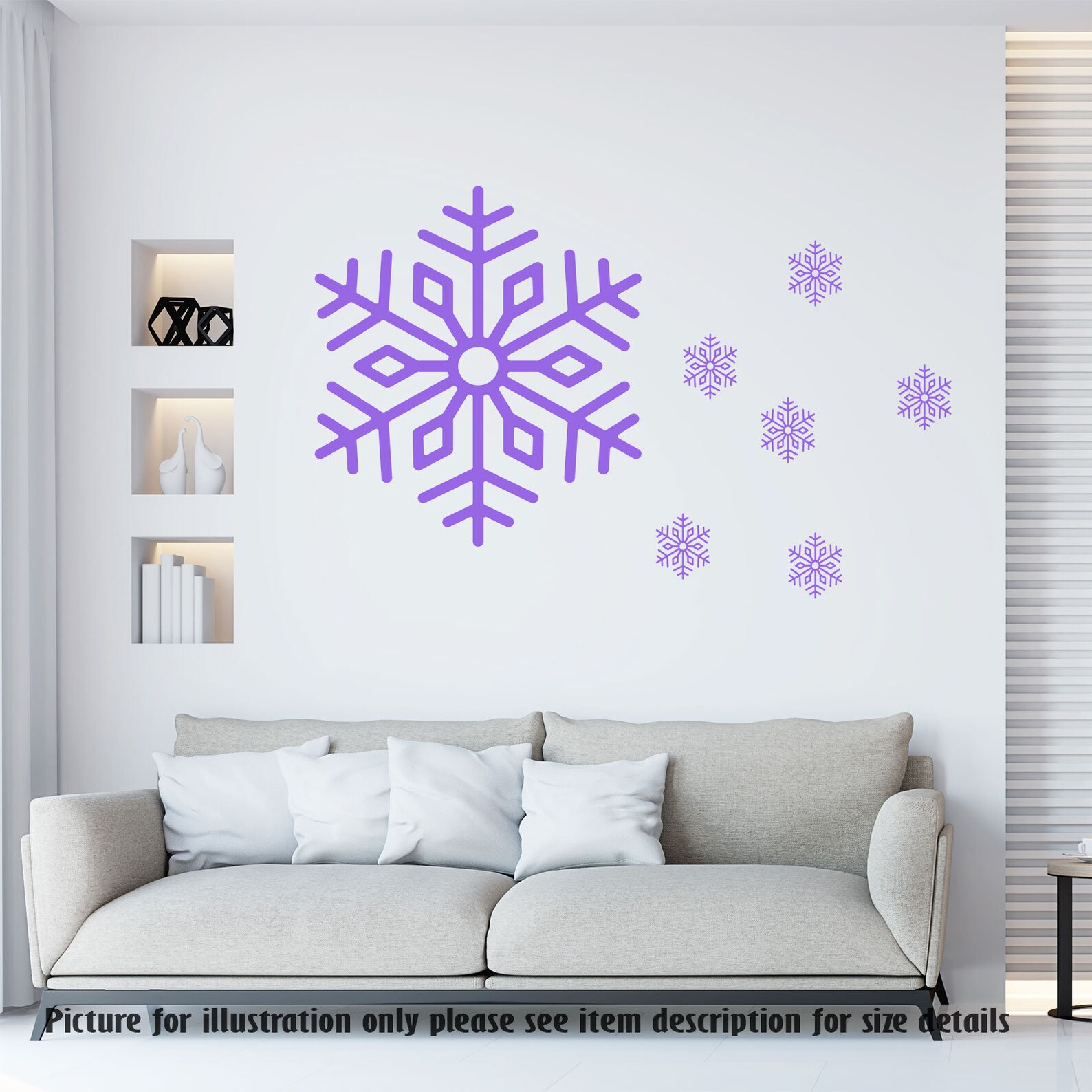 Snowflakes Wall Stickers, Removable Christmas Window Display Decals ...
